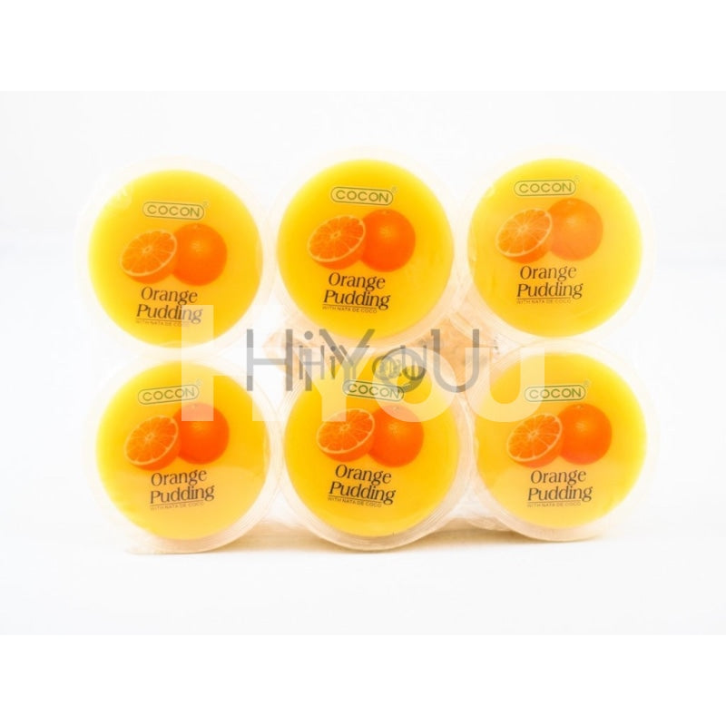 Cocon Orange Pudding With Nata De Coco 6x80g ~ Cocon 橙子椰果布丁 6x80g