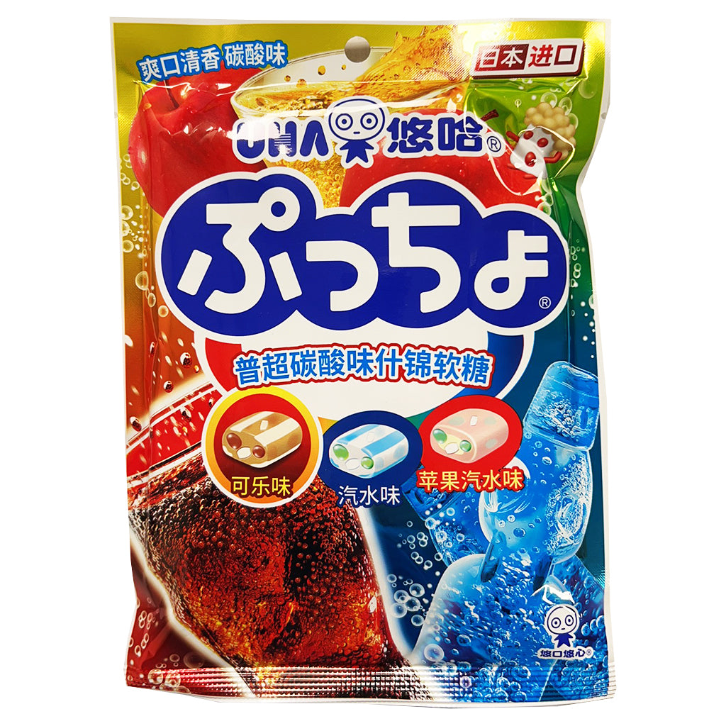 UHA Puccho Assorted Soda Soft Candy 90g ~ 悠哈普超袋装碳酸味什锦软糖 90g