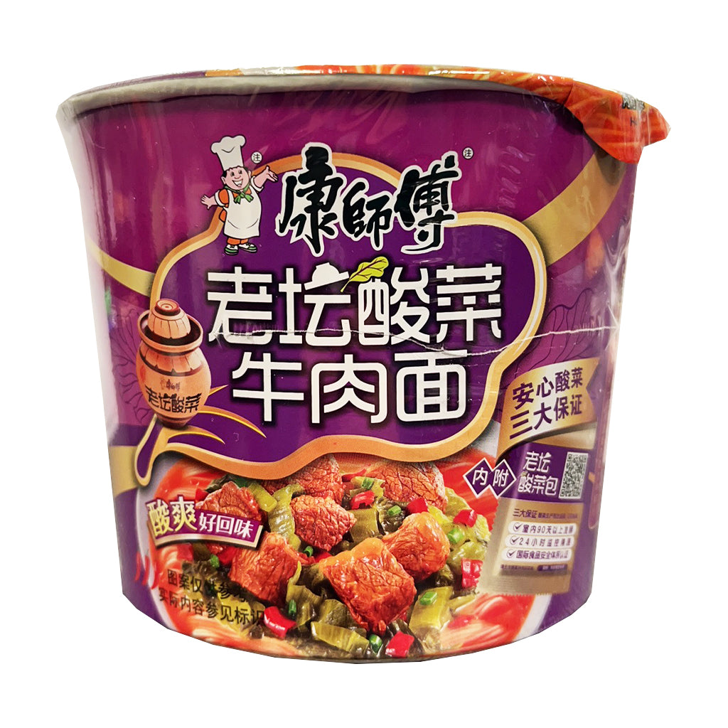 Master Kong Mustard Beef Bowl Noodle 122g ~ 康师傅老坛酸菜面桶面 122g