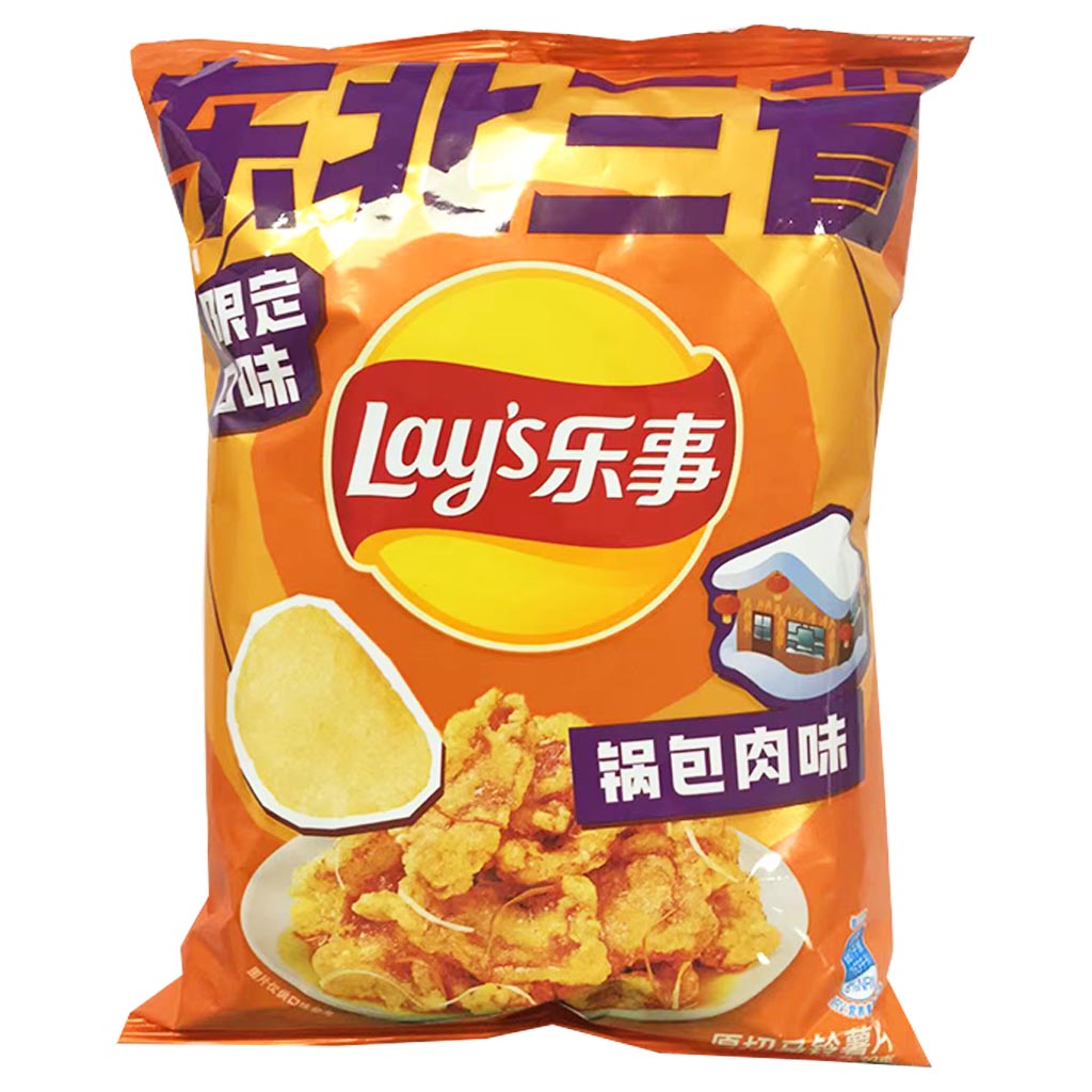 Lays Potato Chips Northeast Pot Pork 70g ~ 乐事薯片东北锅包肉味 70g