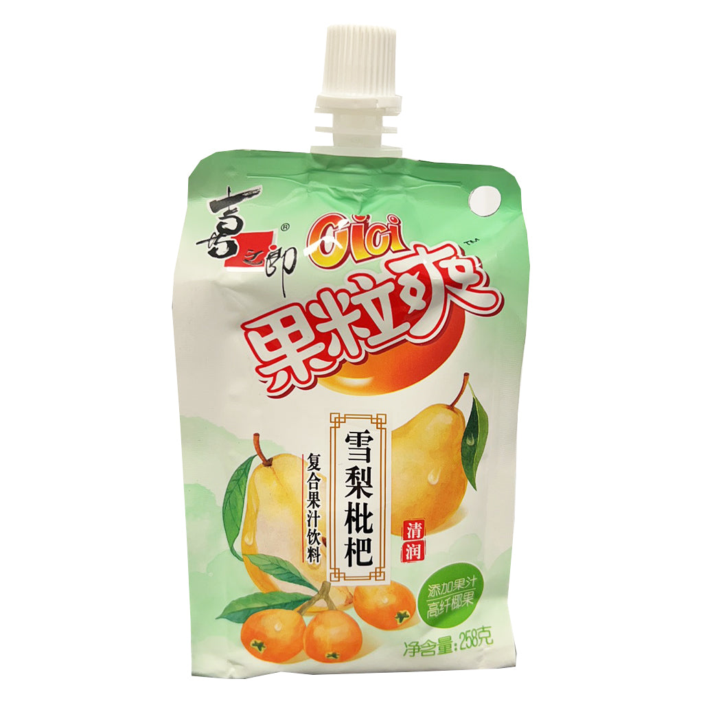 Strong Cici Fruit Flavored Drink Rock Sugar Pear 258ml ~ 喜之郎果粒爽雪梨枇杷 25