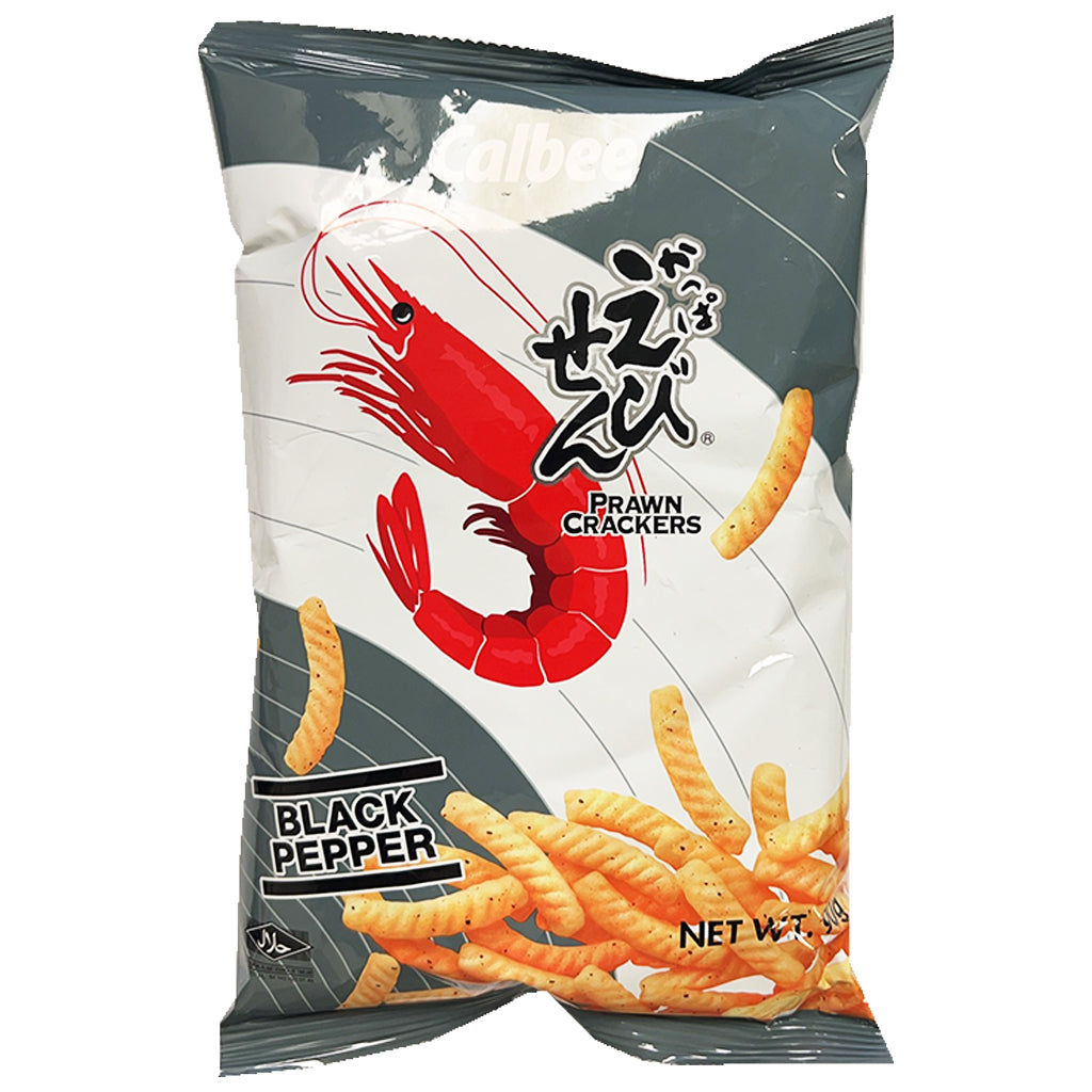 Calbee Prawn Cracker Black Pepper 90g ~ 卡樂B黑椒味蝦條 90g