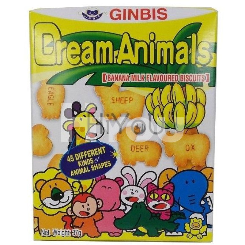 Ginbis Animal Biscuit Banana Milk Flavoured 37g ~ 愉快動物餅香蕉牛奶味 37g