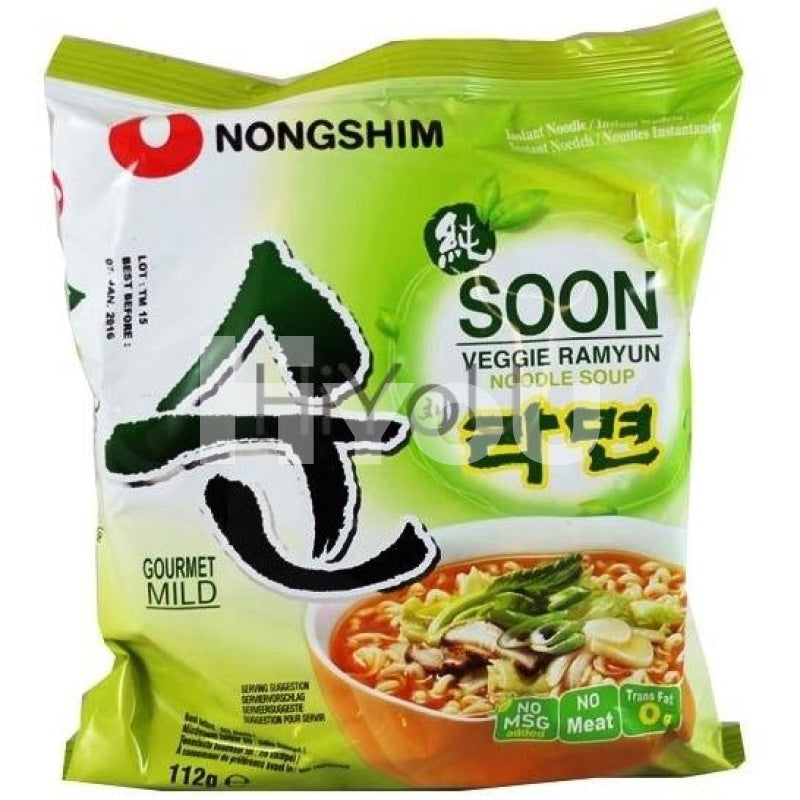 Nongshim Soon Veggie Ramyun Noodle Soup 112g ~ Nongshim 纯素食汤拉面 112g